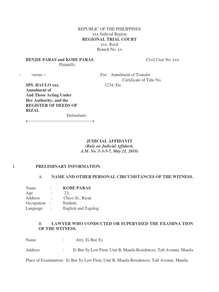 Judicial Affidavit | PDF | Perjury | Damages