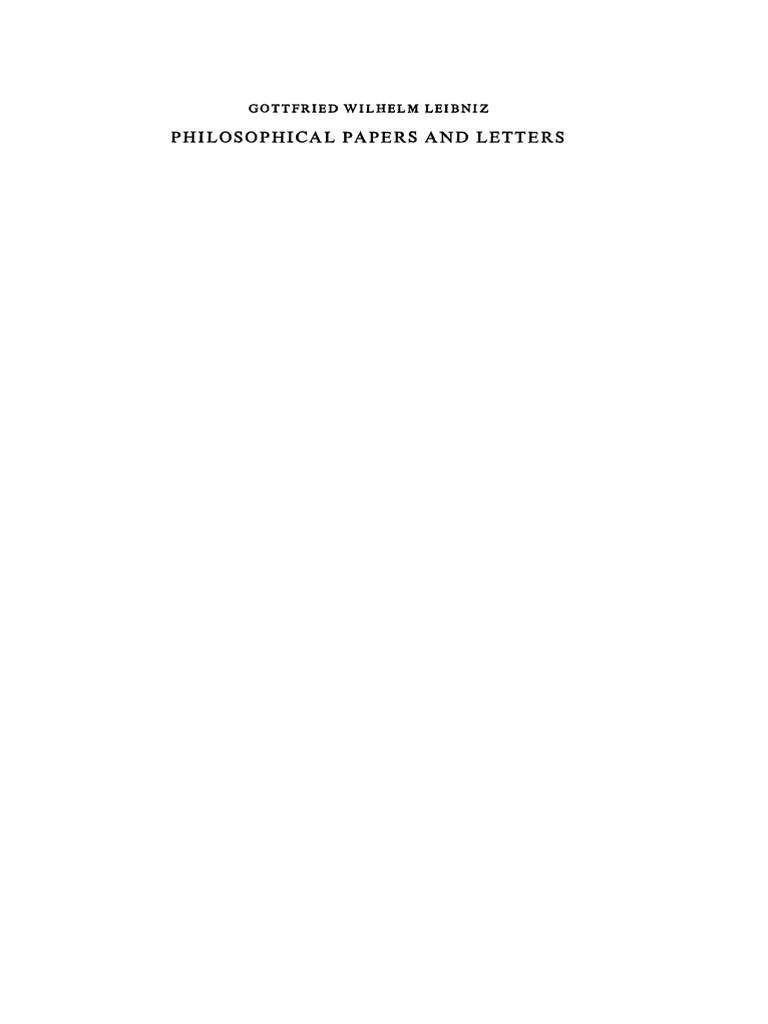 Leibniz. Philosophical Papers and Letters | PDF | Gottfried Wilhelm ...