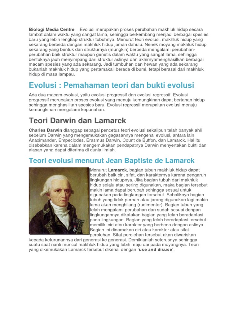 Teori Evolusi: Darwin vs Lamarck | PDF