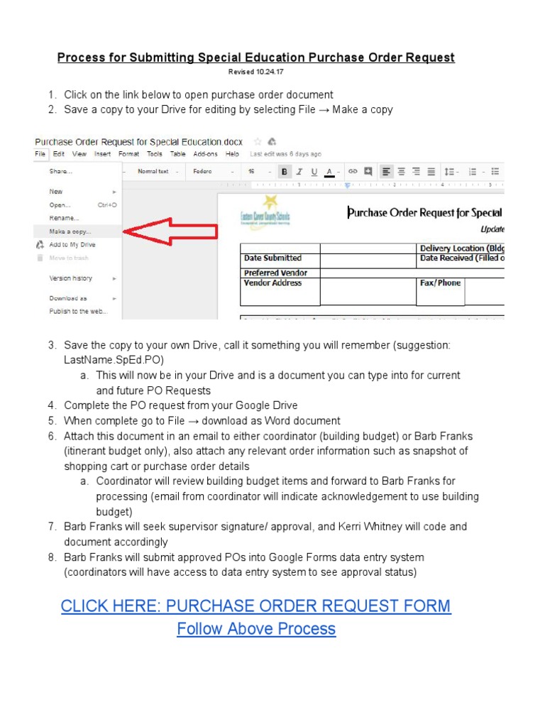 Special Education PO Request Process | PDF