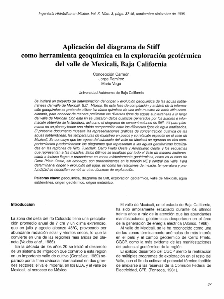 Diagrama de Stiff en aguas geotérmicas de Mexicali | PDF | Riego | Agua ...