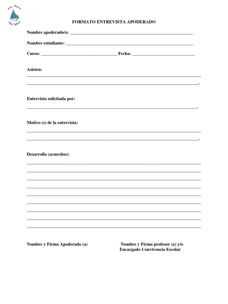 Formato Entrevista Apoderado | PDF