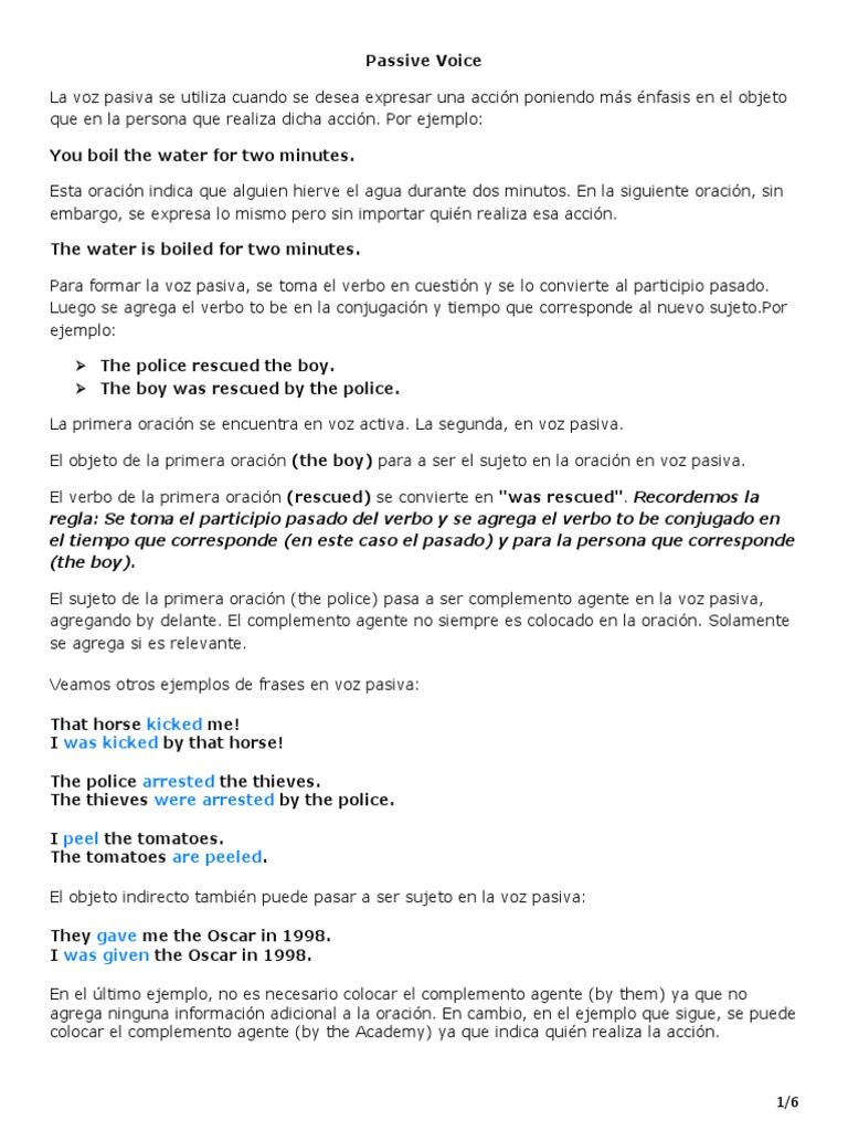 Uso y formación de la voz pasiva en inglés | PDF | Artes del Lenguaje y ...