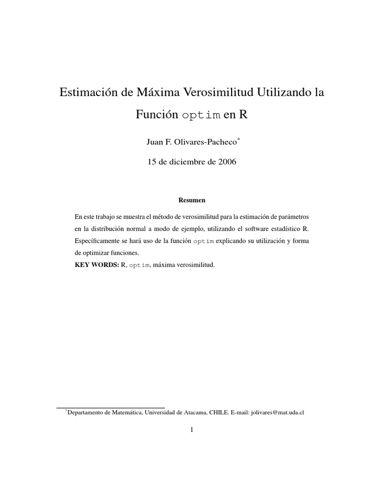Estimacion de Maxima Verosimilitud R | PDF | Muestreo (Estadísticas) | Distribución normal