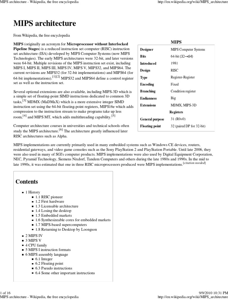MIPS Architecture | PDF | Central Processing Unit | 64 Bit Computing