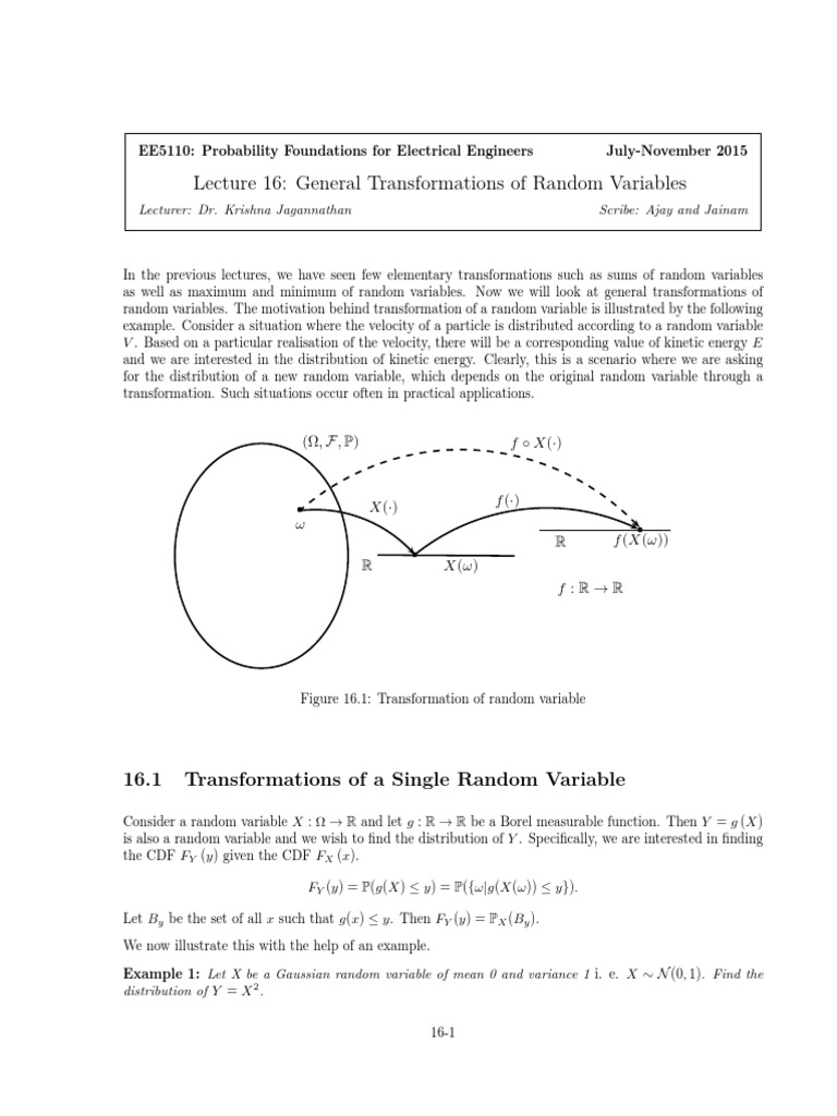 Lecture16 General Transformations of RVs PDF | PDF | Probability Density Function | Probability ...