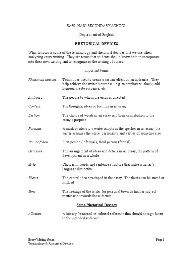 Rhetorical Devices | PDF | Irony | Essays