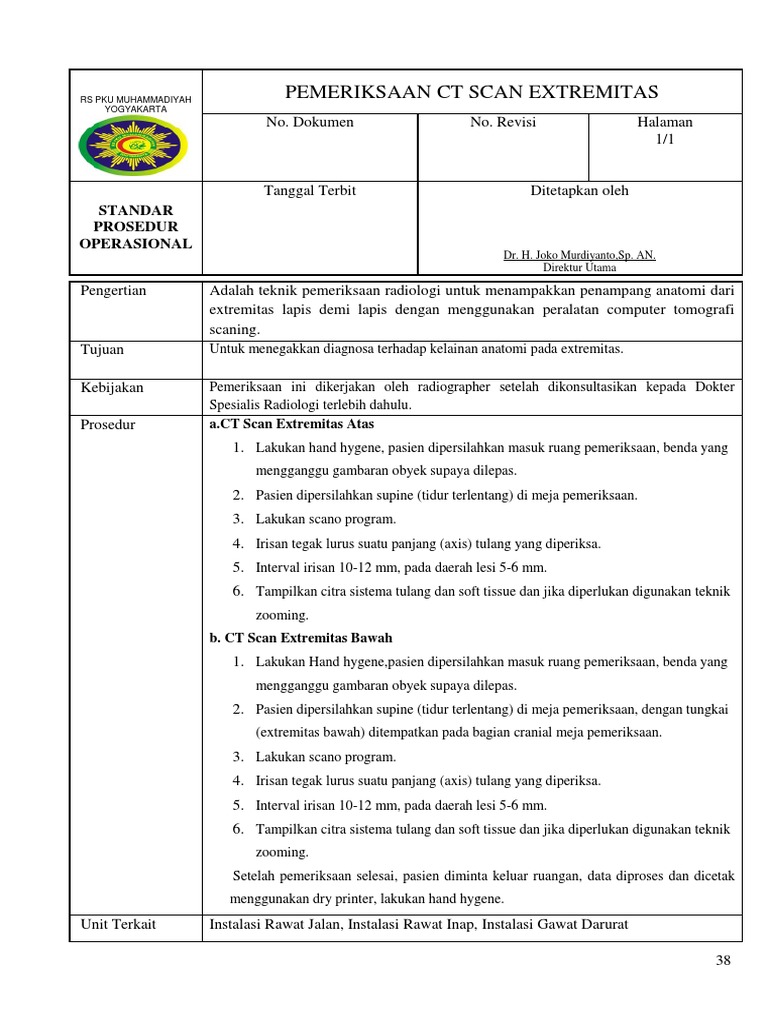 008 SOP CT Scan Ekstremitas | PDF