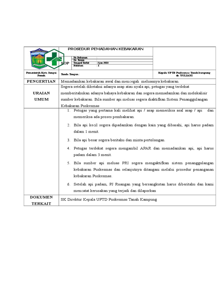 Sop Pemadam Kebakaran | PDF