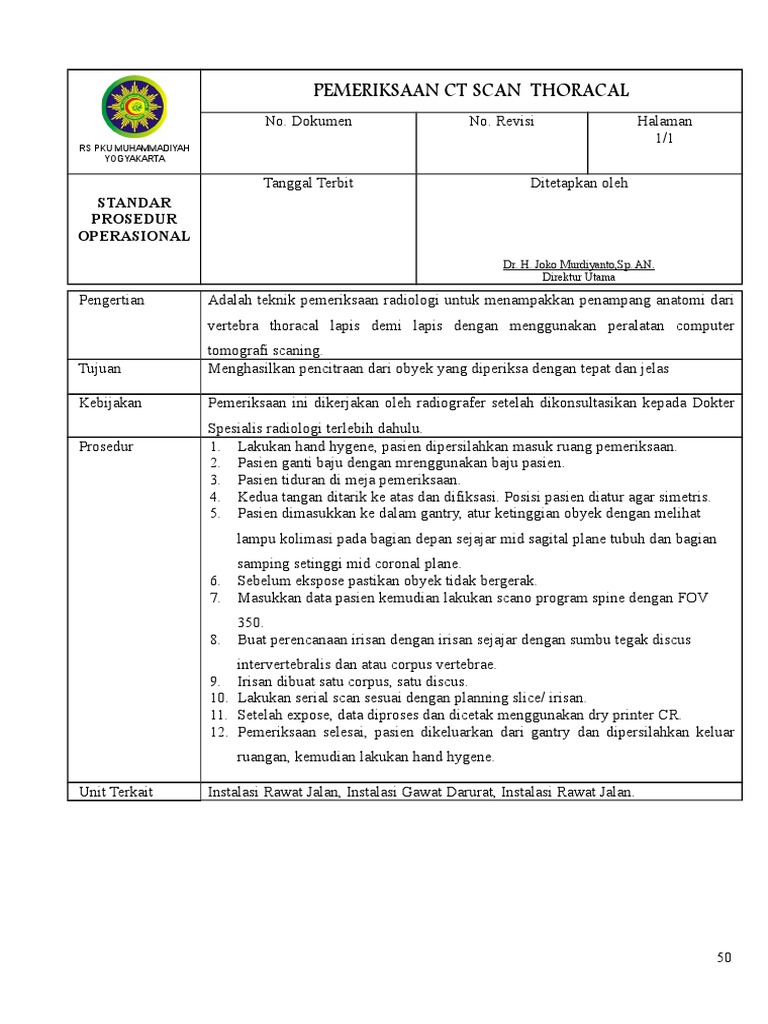006 SOP CT Scan Thoracal | PDF