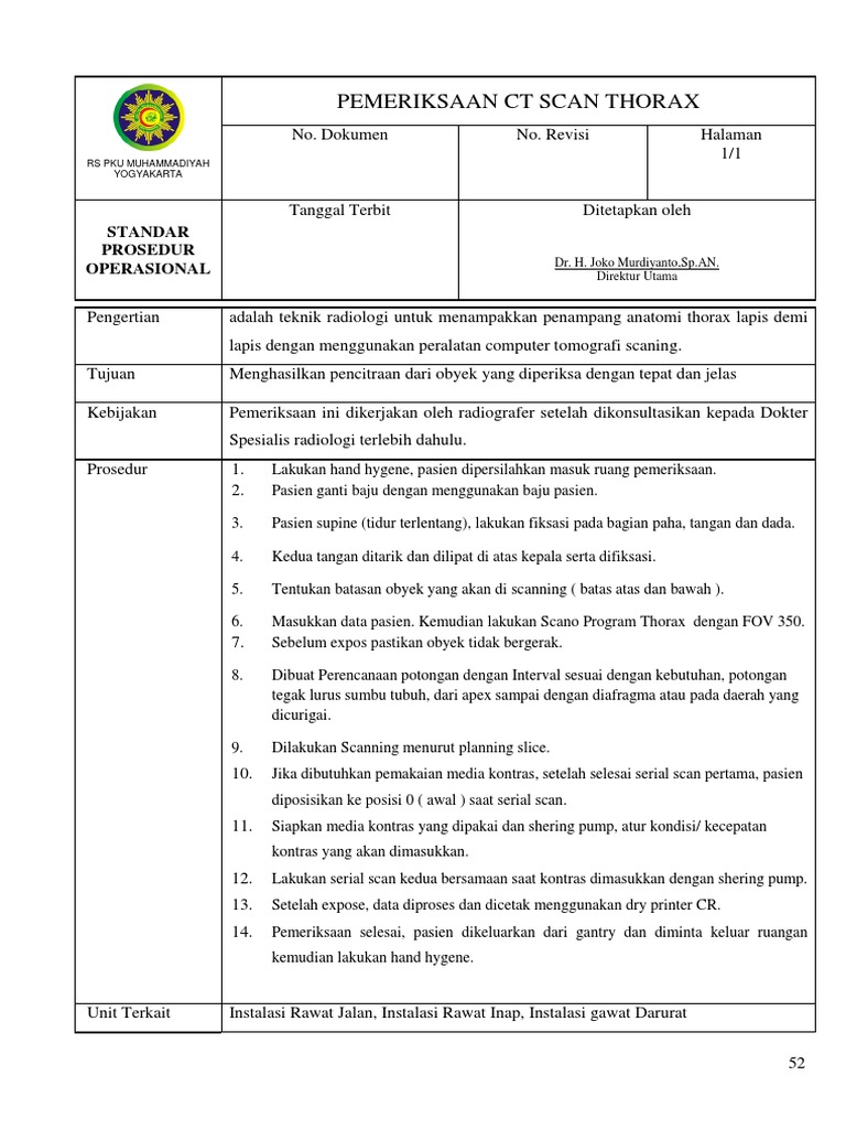 005 SOP CT Scan Thorax | PDF