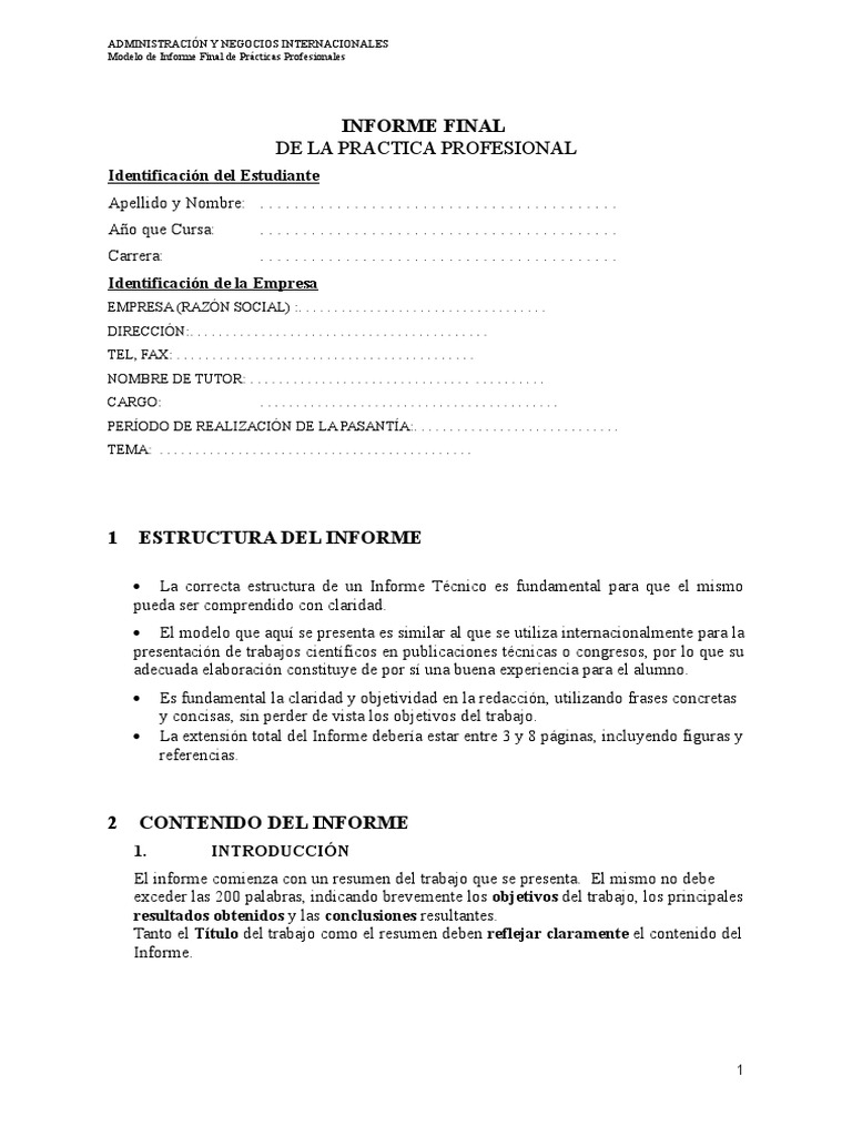 Modelo Informe Practicas Prof | PDF | Planificación | Science