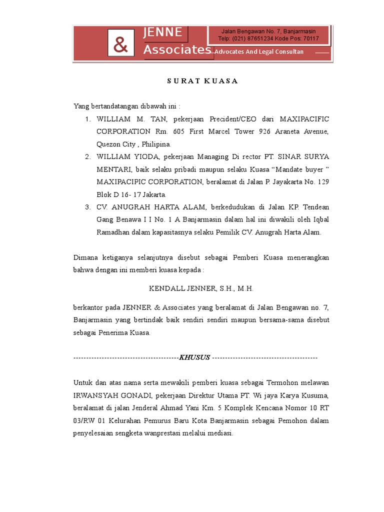 Surat Kuasa Mediasi Termohon | PDF