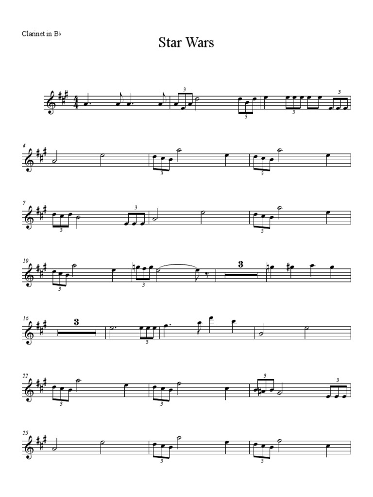 Notas De Star Wars Para Clarinete THE SIMPSONS Theme Clarinet Sheet