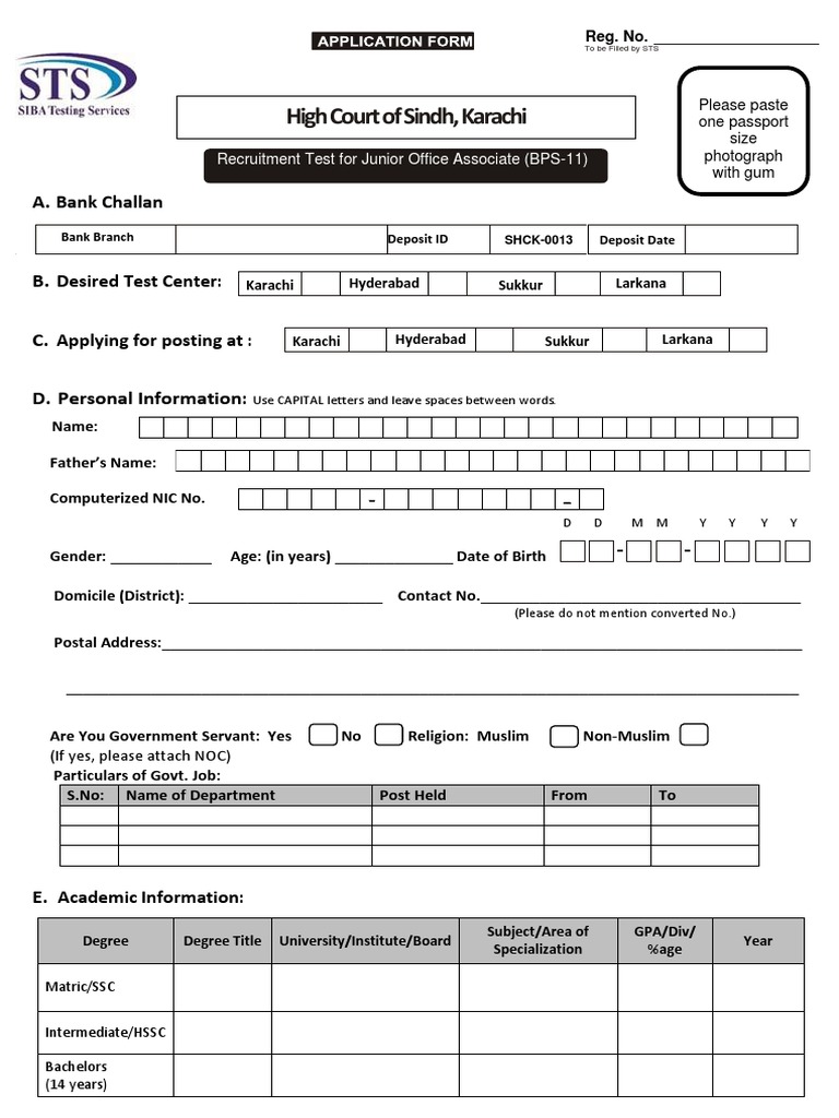 Application Form - High Court of Sindh-Updated by SHC | PDF | Diploma ...