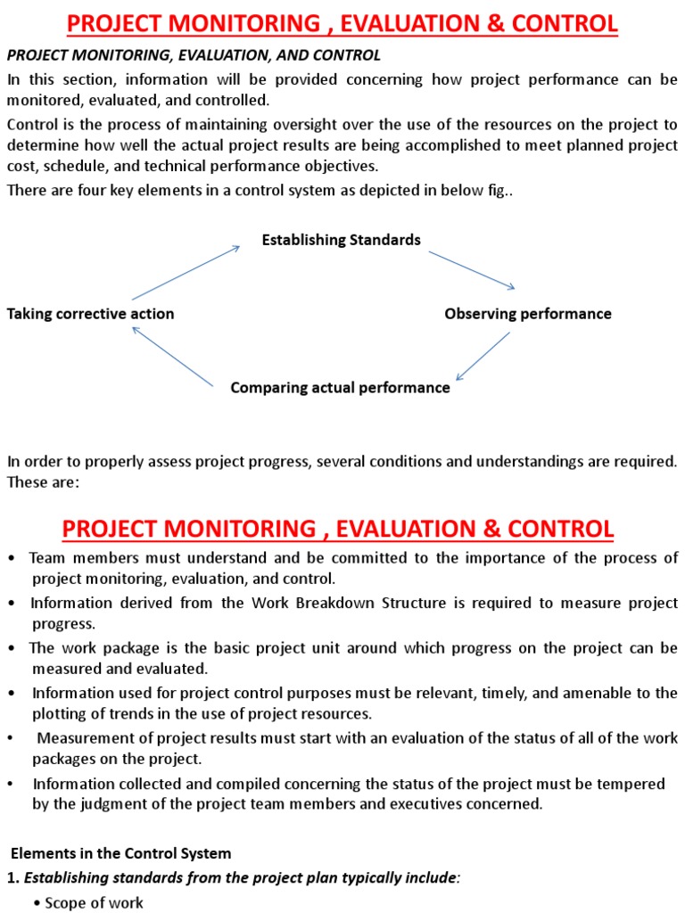 Project Monitoring, Evaluation, and Control: Establishing Standards | PDF | Evaluation | Project ...