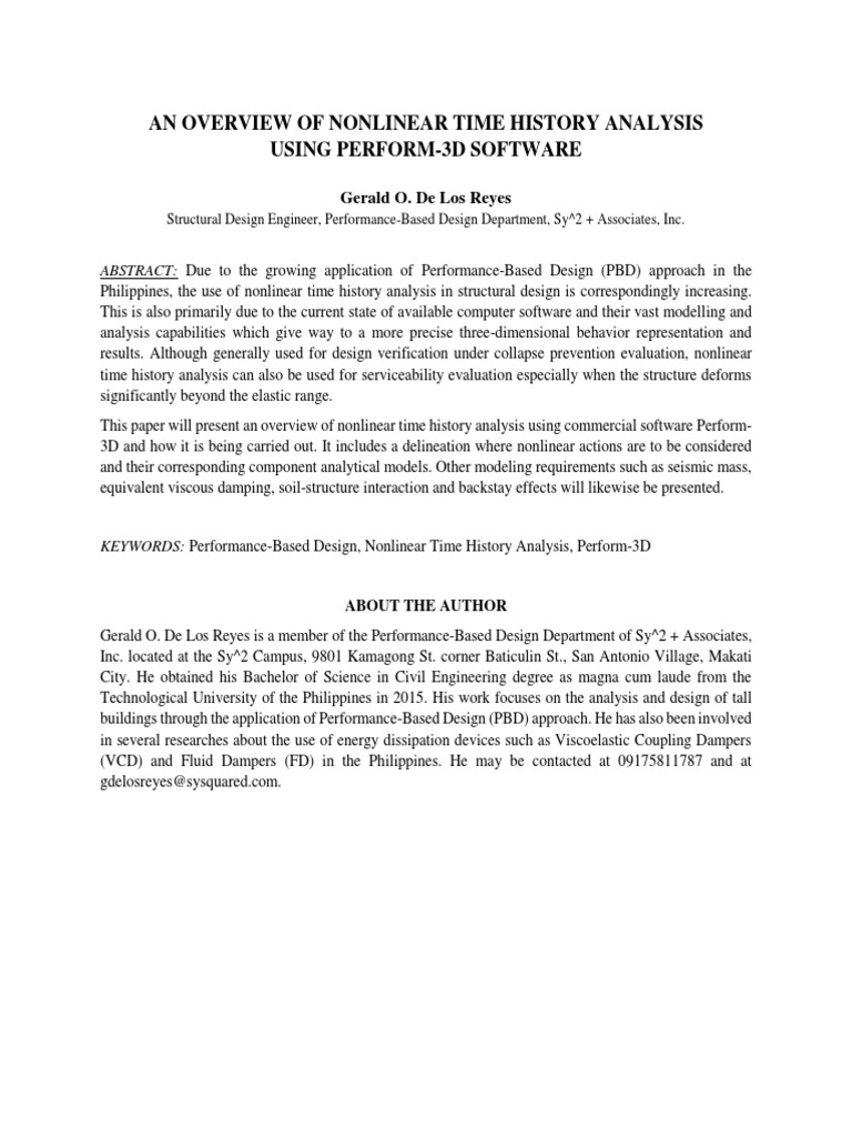 Nonlinear Time History Analysis Using Perform-3D | PDF