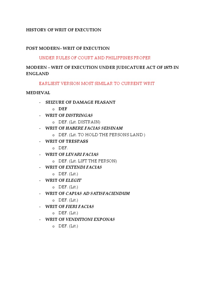 History of Writ of Execution | PDF