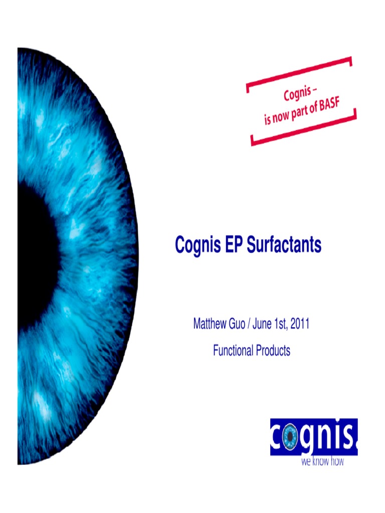 Cognis EP Surfactants 2011jun | PDF | Emulsion | Foam