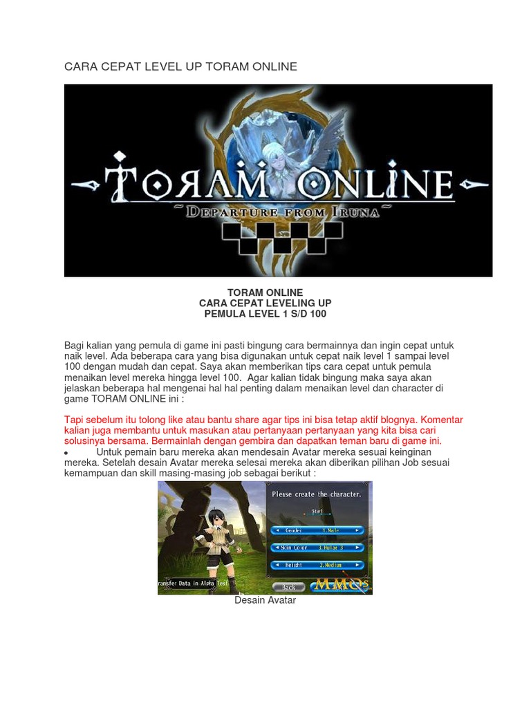 Cara Cepat Level Up Toram Online | PDF