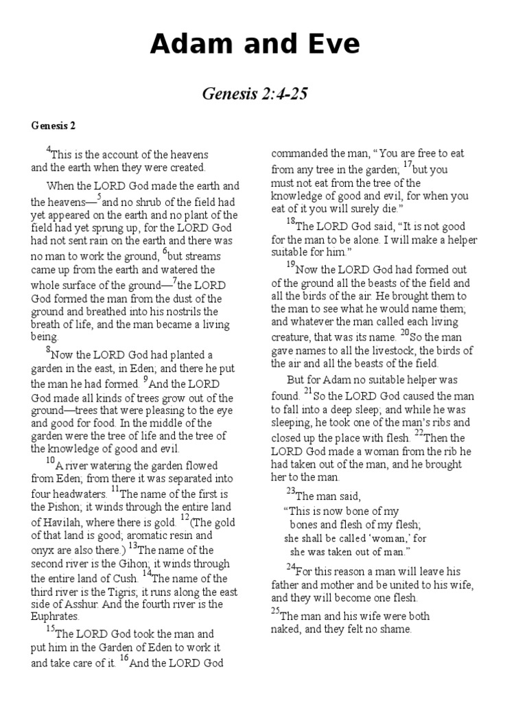 Lesson 2 Adam Eve | PDF | Adam And Eve | Eve