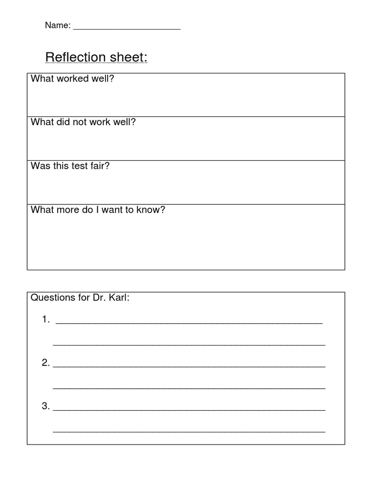 Reflection Sheet | PDF