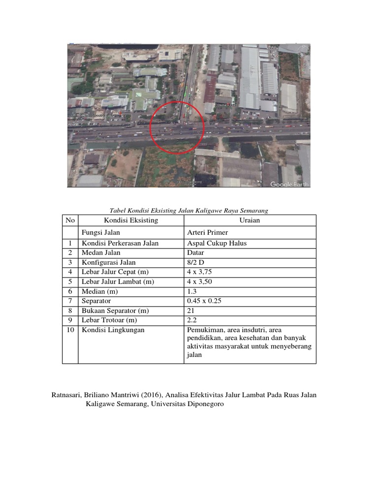 Tabel Kondisi Eksisting Jalan Kaligawe Raya Semarang | PDF