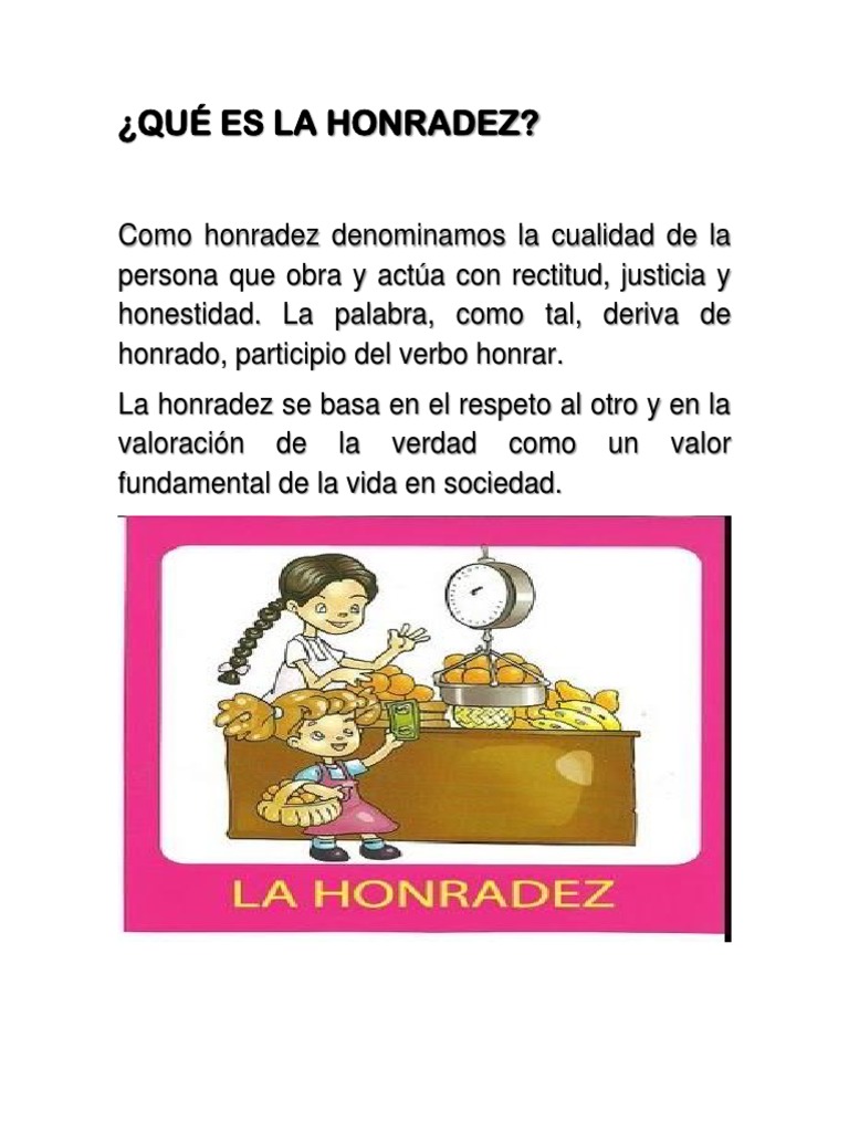La Honradez: Definición y Valores | PDF