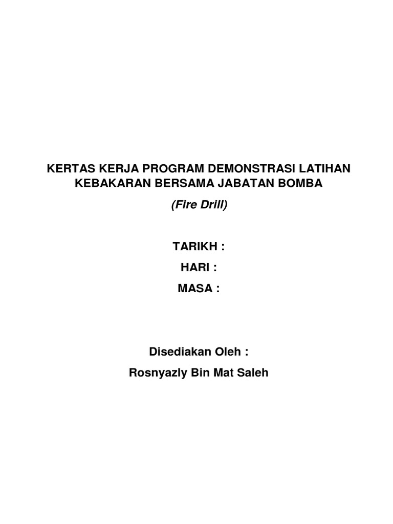 Contoh Kertas Kerja Fire Drill Test | PDF