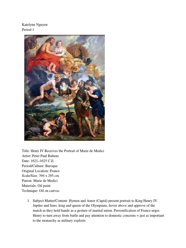 Katelynn Nguyen Henri IV Receives The Portrait of Marie de Medici ...