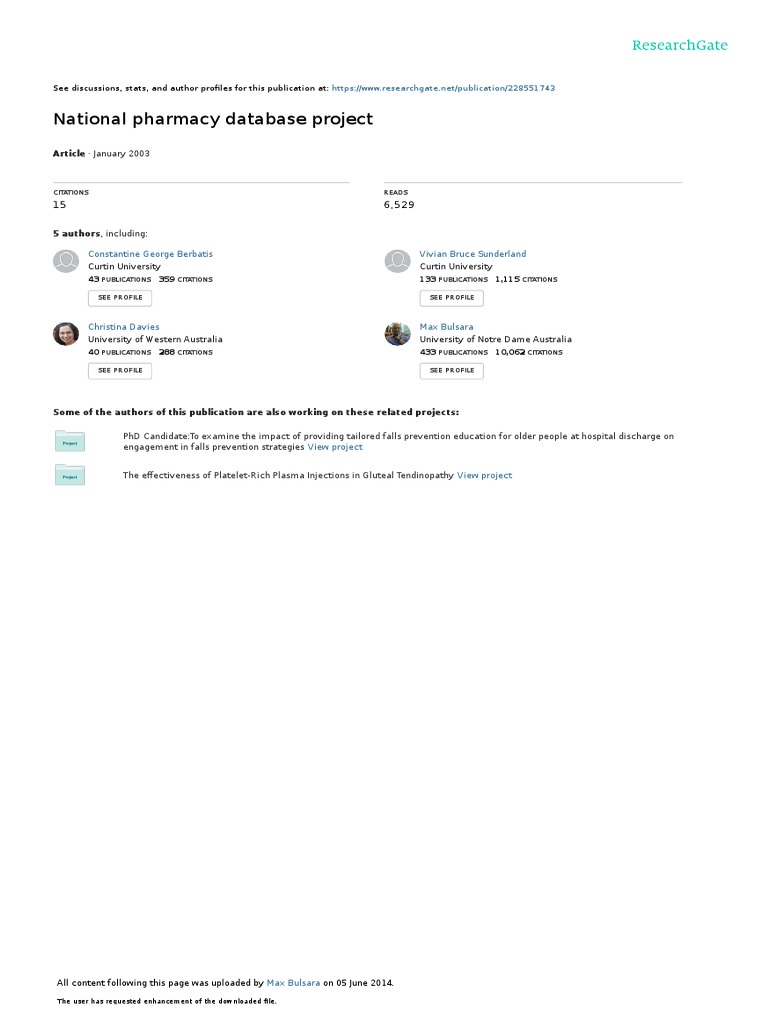 National Pharmacy Database Project | PDF | Pharmacy | Medical Prescription