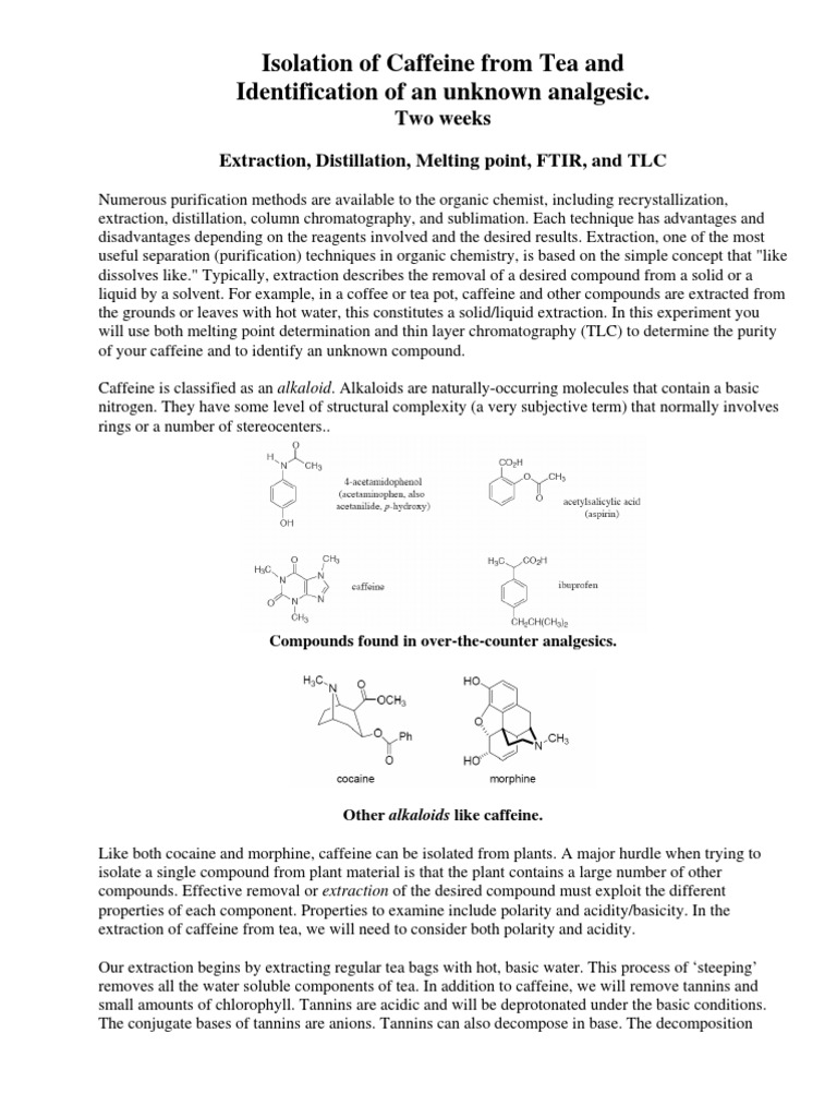 A Isolation of Caffeine From Tea | PDF | Thin Layer Chromatography ...