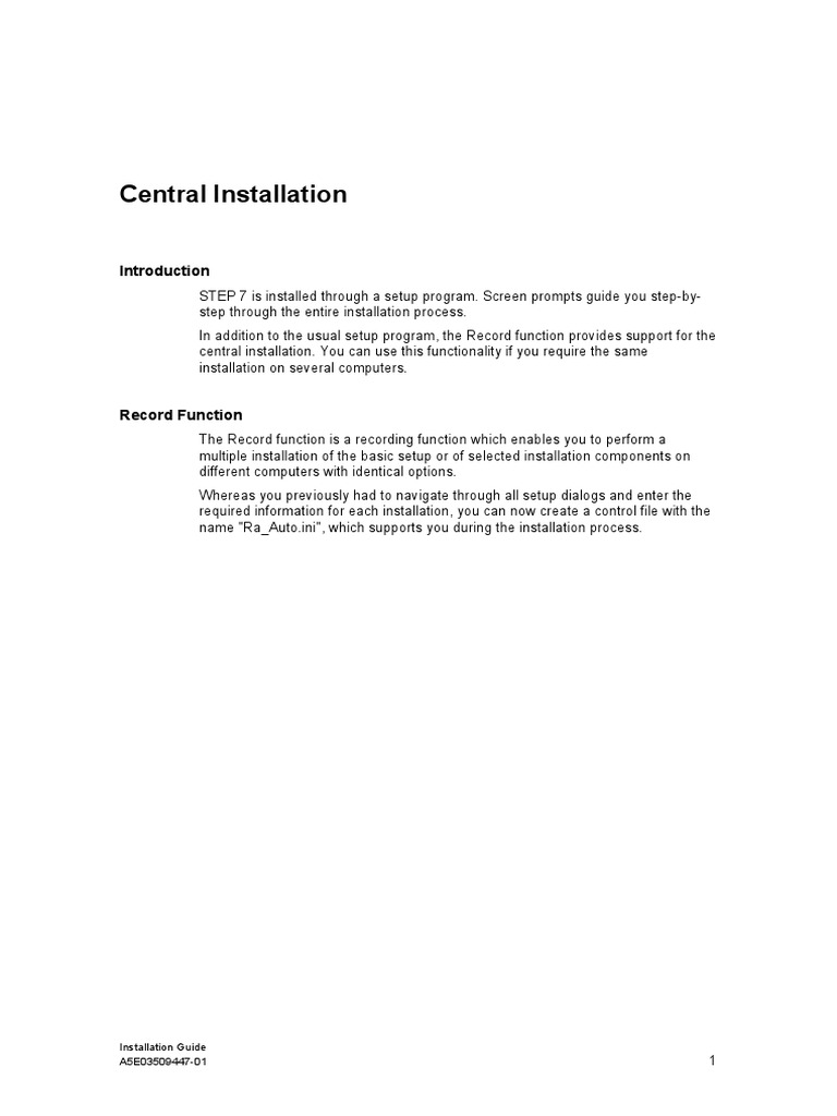 STEP 7 - Central Installation PDF | PDF | Installation (Computer ...