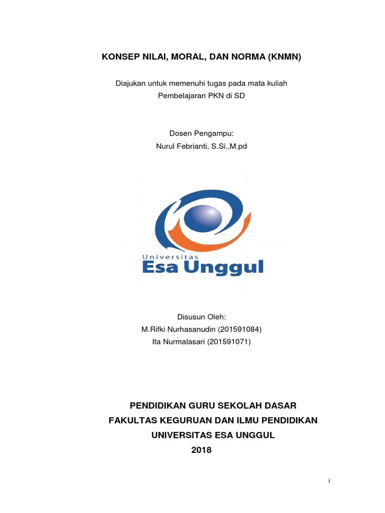 Konsep Nilai, Moral, Dan Norma (KNMN) Dalam Hubungan Warga Negara ...