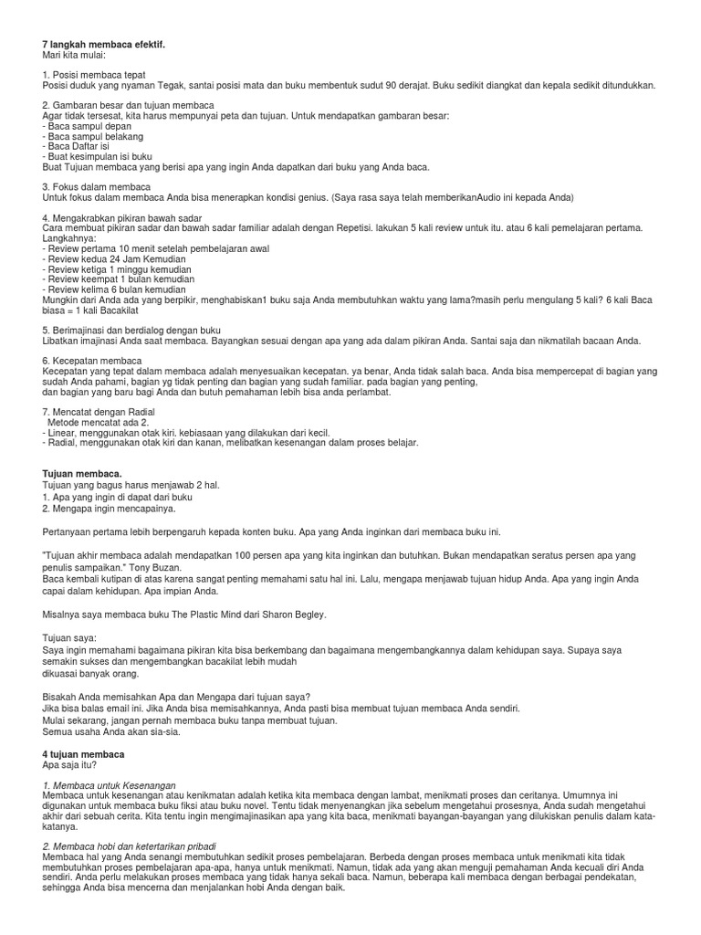 7 Langkah Membaca Efektif | PDF