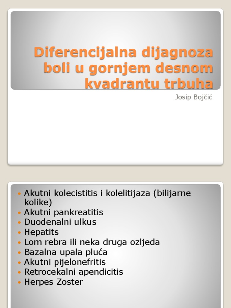 Diferencijalna Dijagnoza Boli U Gornjem Desnom Kvadrantu Trbuha | PDF