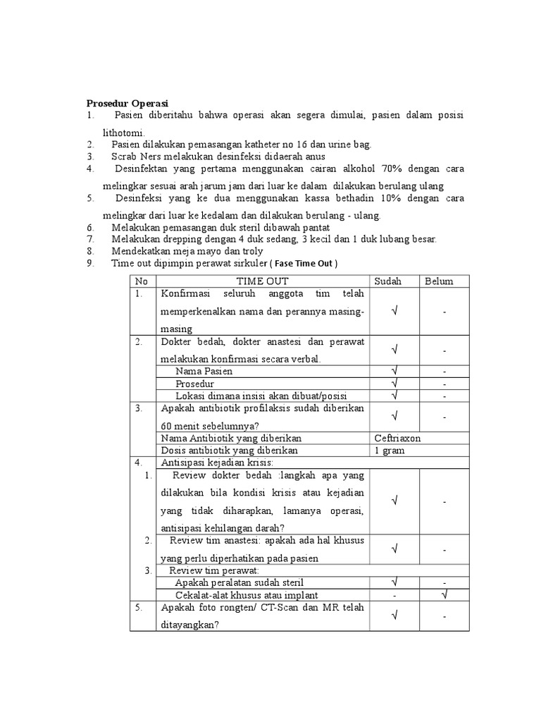 Prosedur Operasi: R (Fase Time Out) | PDF