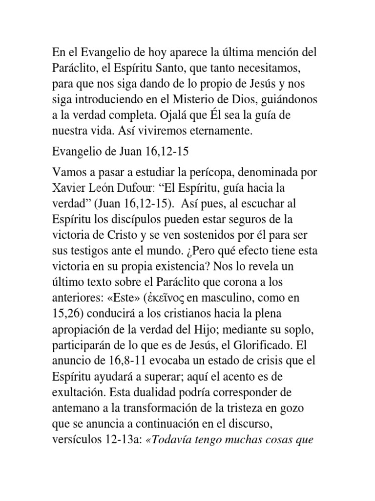 Juan 16,12-15 | PDF | espíritu Santo | Jesús