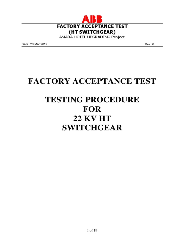 ABB Relay Factory Acceptance Test | Relay | Switch