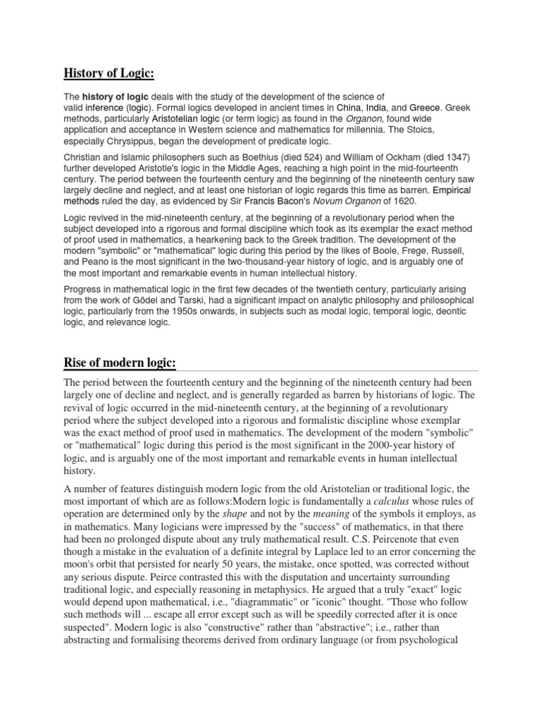 Evolution of Logic Through History | PDF | Logic | Western Philosophy