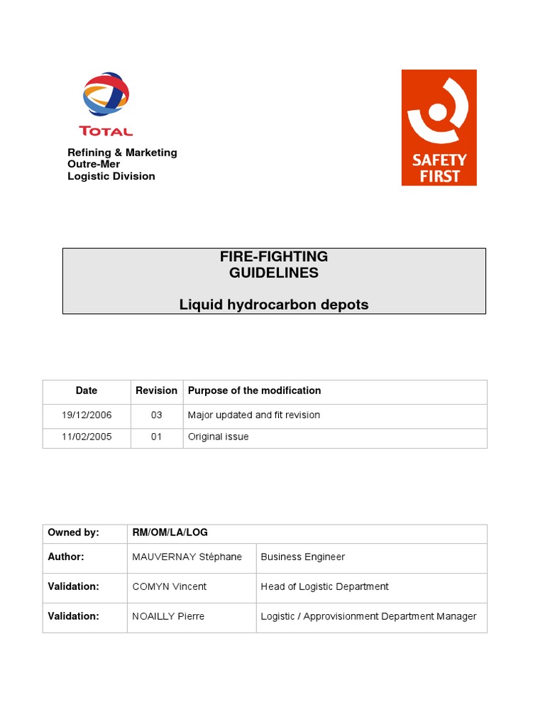 TOTAL Fire Fighting Guidelines For Liquid HC Depots | PDF ...