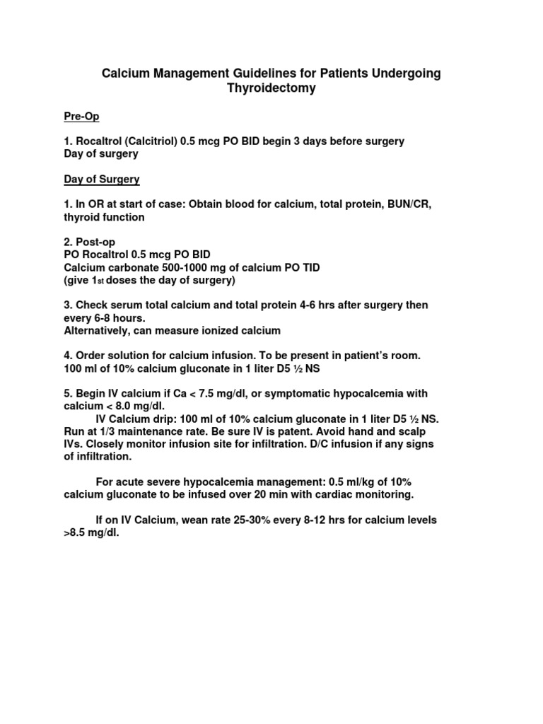 Calcium Management | PDF