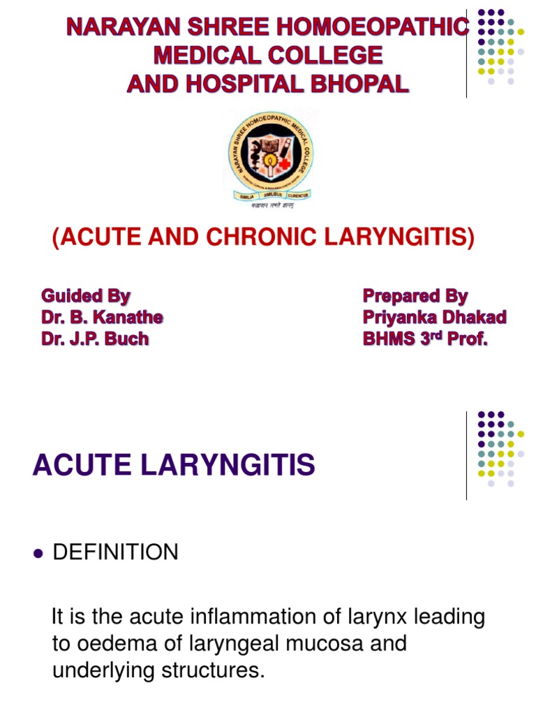 Acute and Chronic Laryngitis Guide | PDF | Larynx | Otorhinolaryngology