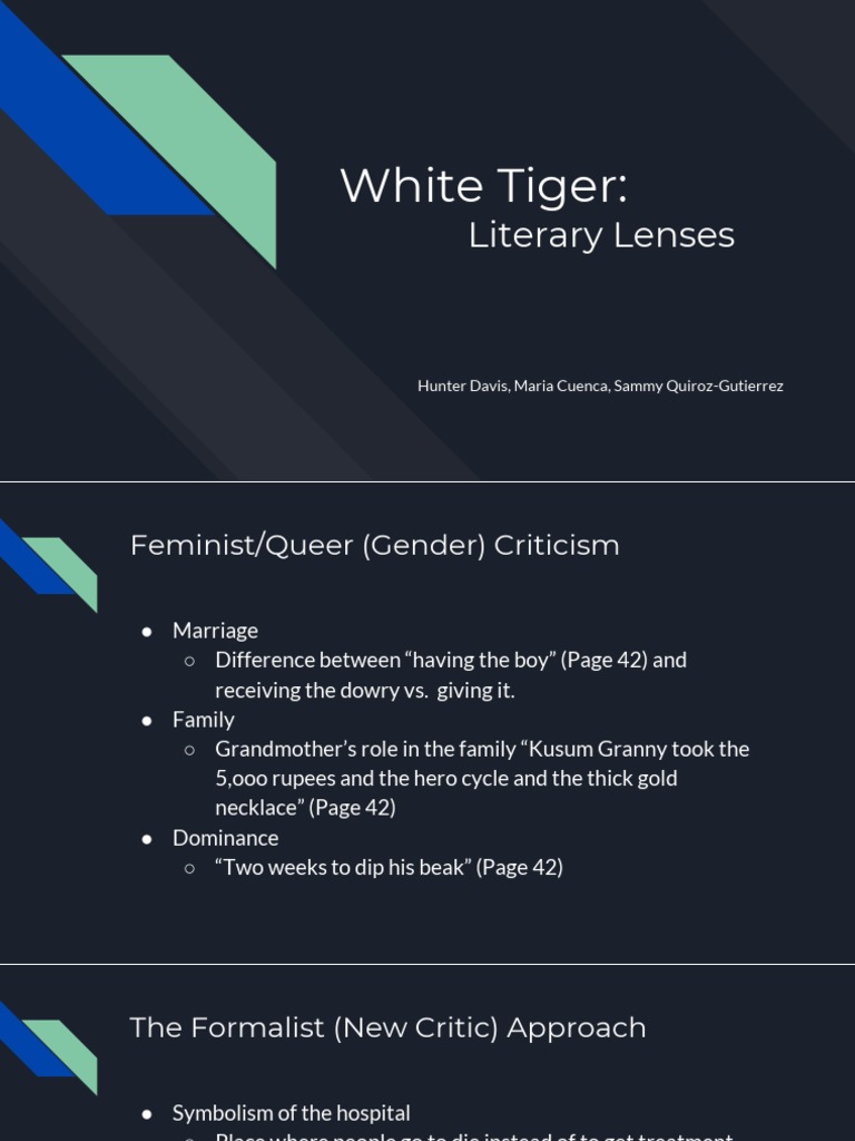 White Tiger Literary Lenses | PDF | Religion & Spirituality