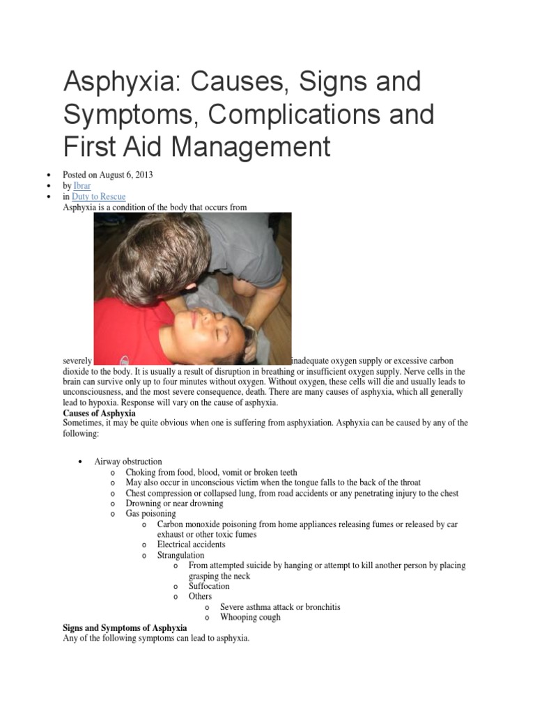 Asphyxia Causes, Sighn and Symtom | PDF | First Aid | Medical Specialties
