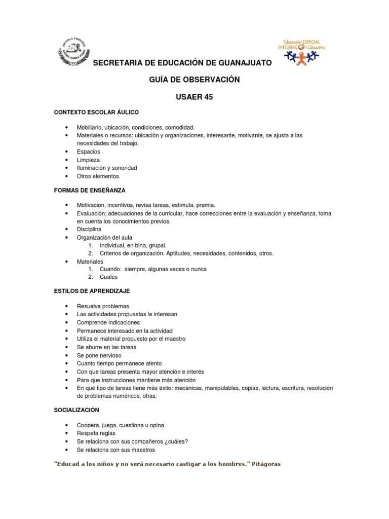 Guia De Observacion En El Aula Pdf