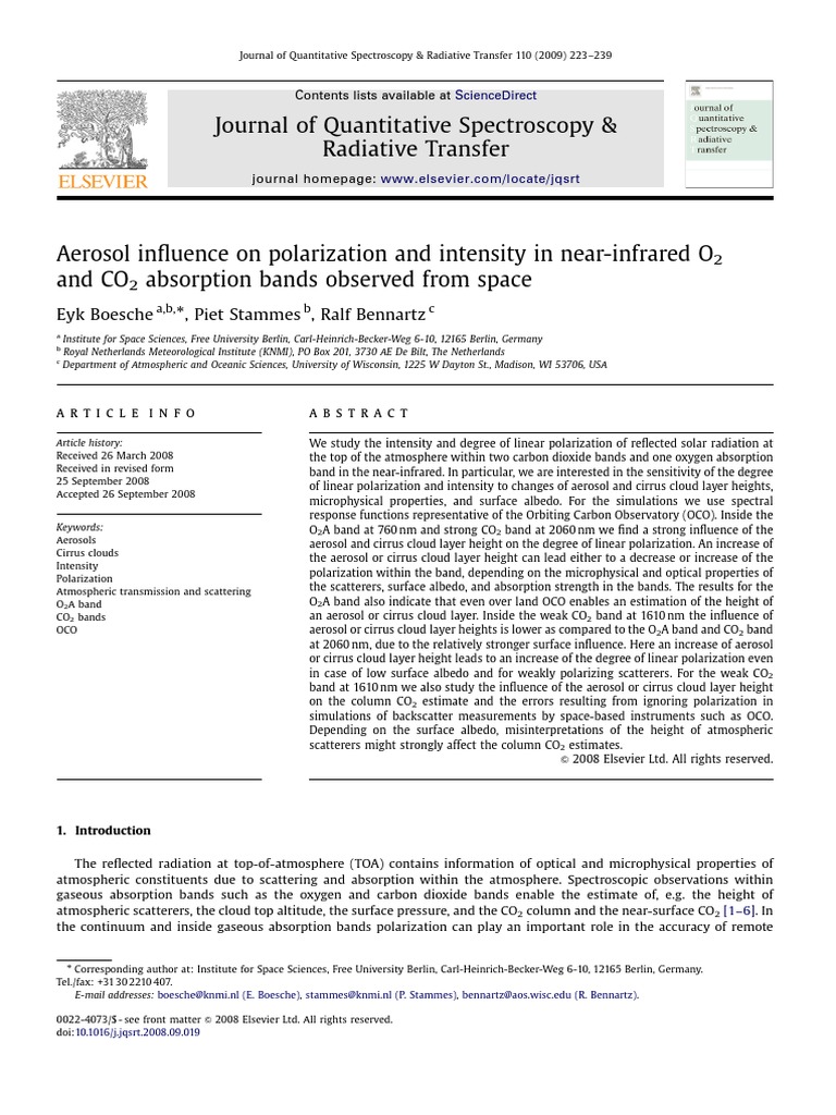 Aerosol Influence On Polarization and Intensity in NIR O2 | PDF | Scattering | Atmosphere Of Earth
