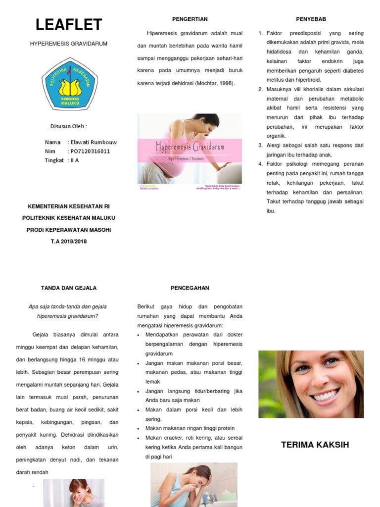 Leaflet Hyperemesis Gravidarum | PDF | Vomiting | Human Pregnancy