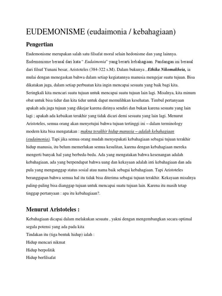 Eudemonisme Etika | PDF