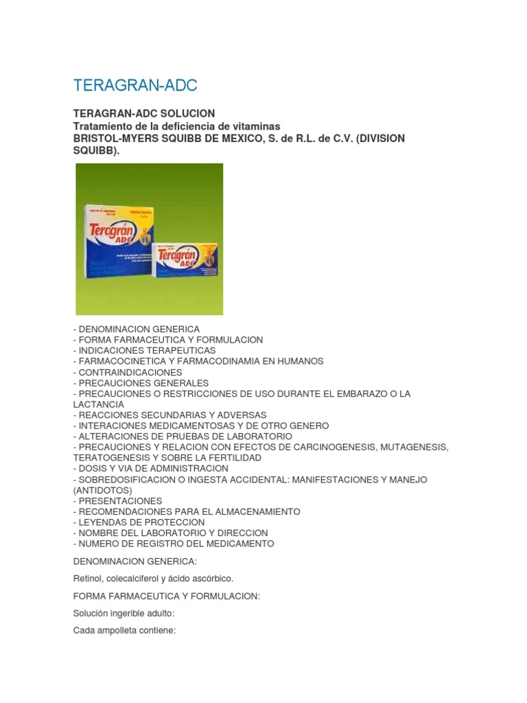 Teragran: Uso y Beneficios de Vitaminas | PDF | Vitamina a | Vitamina D